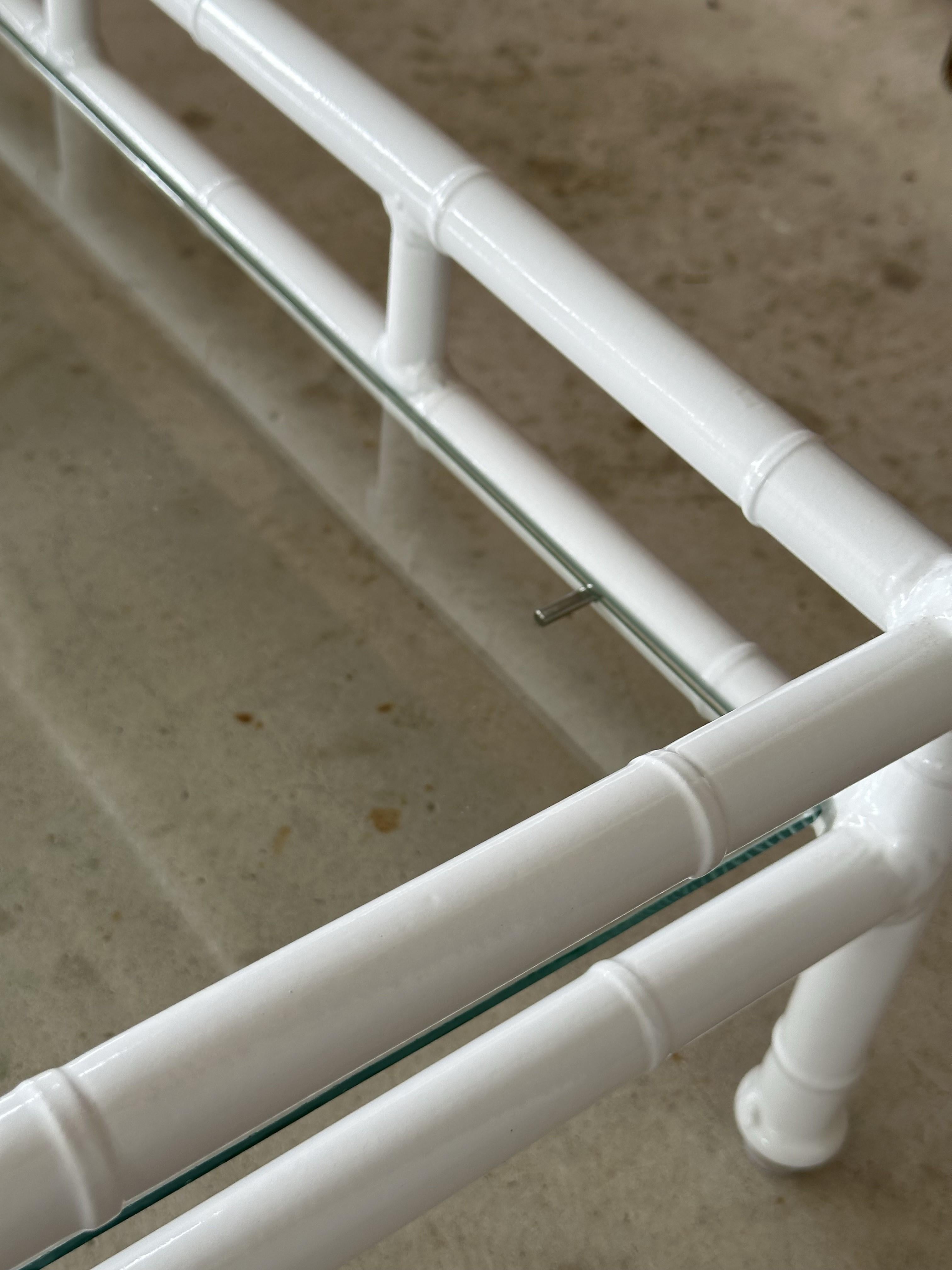 Vintage Coastal Faus Bamboo White Aluminum Powder Coated Tables by ...