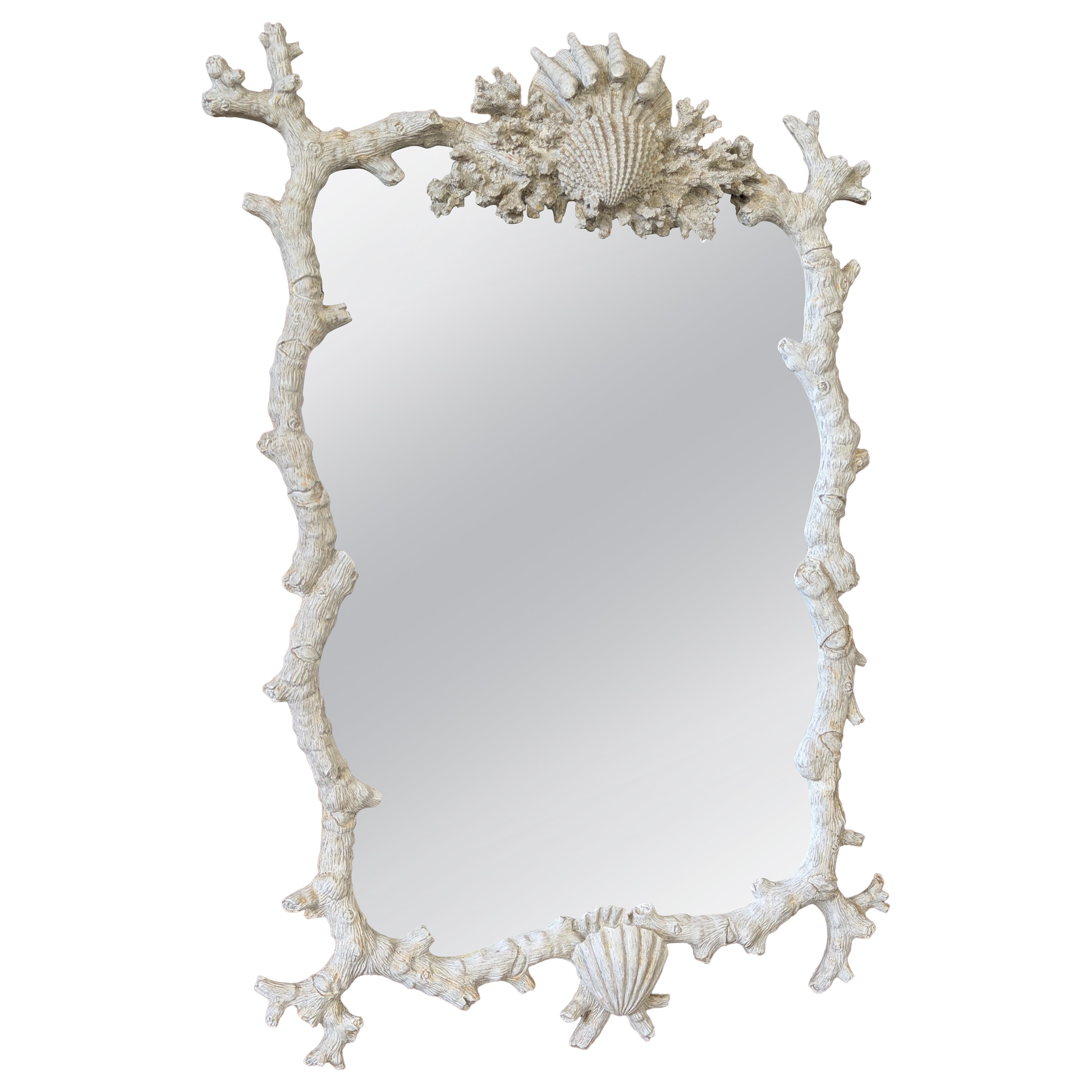 Monumental Coastal Boho Grotto Seashell Coral Oyster Shellwork Mirror 6 ...