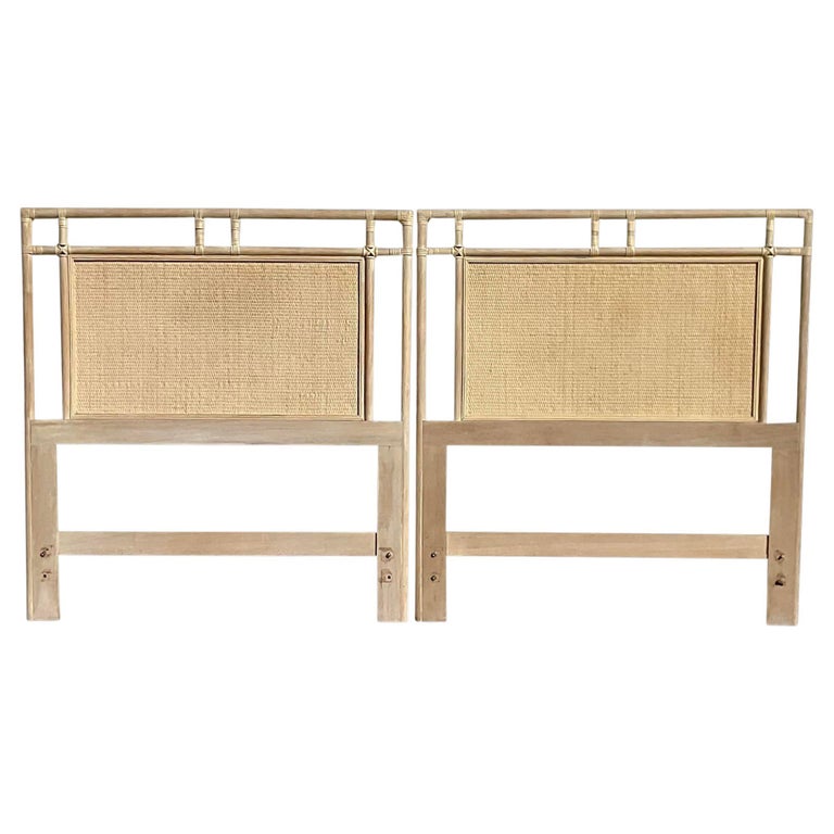 Vintage Coastal Ficks Reed Cerused Rattan Twin Headboards - a Pair For ...