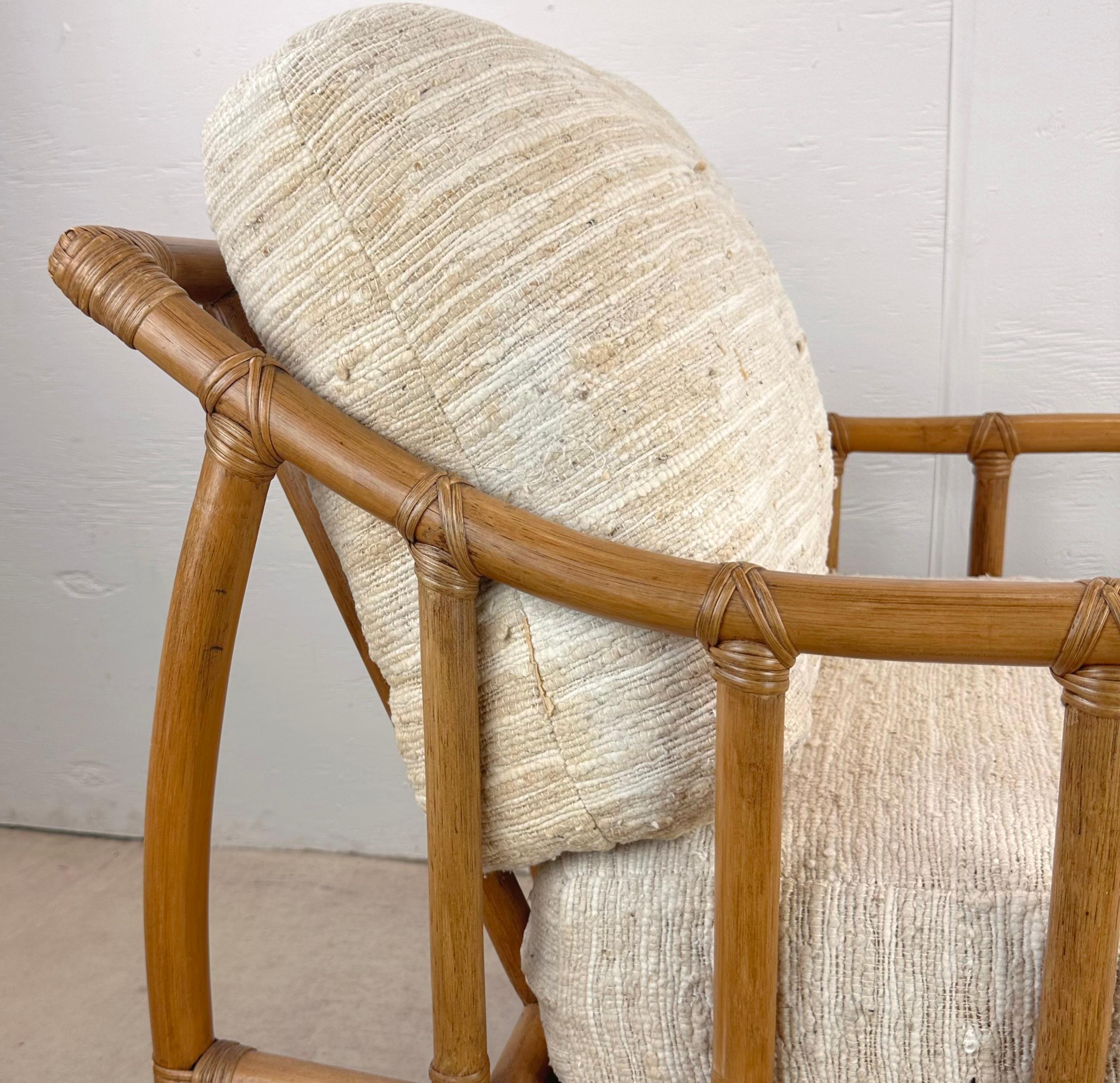 Vintage Coastal Ficks Reed Rattan Armchair For Sale at 1stDibs