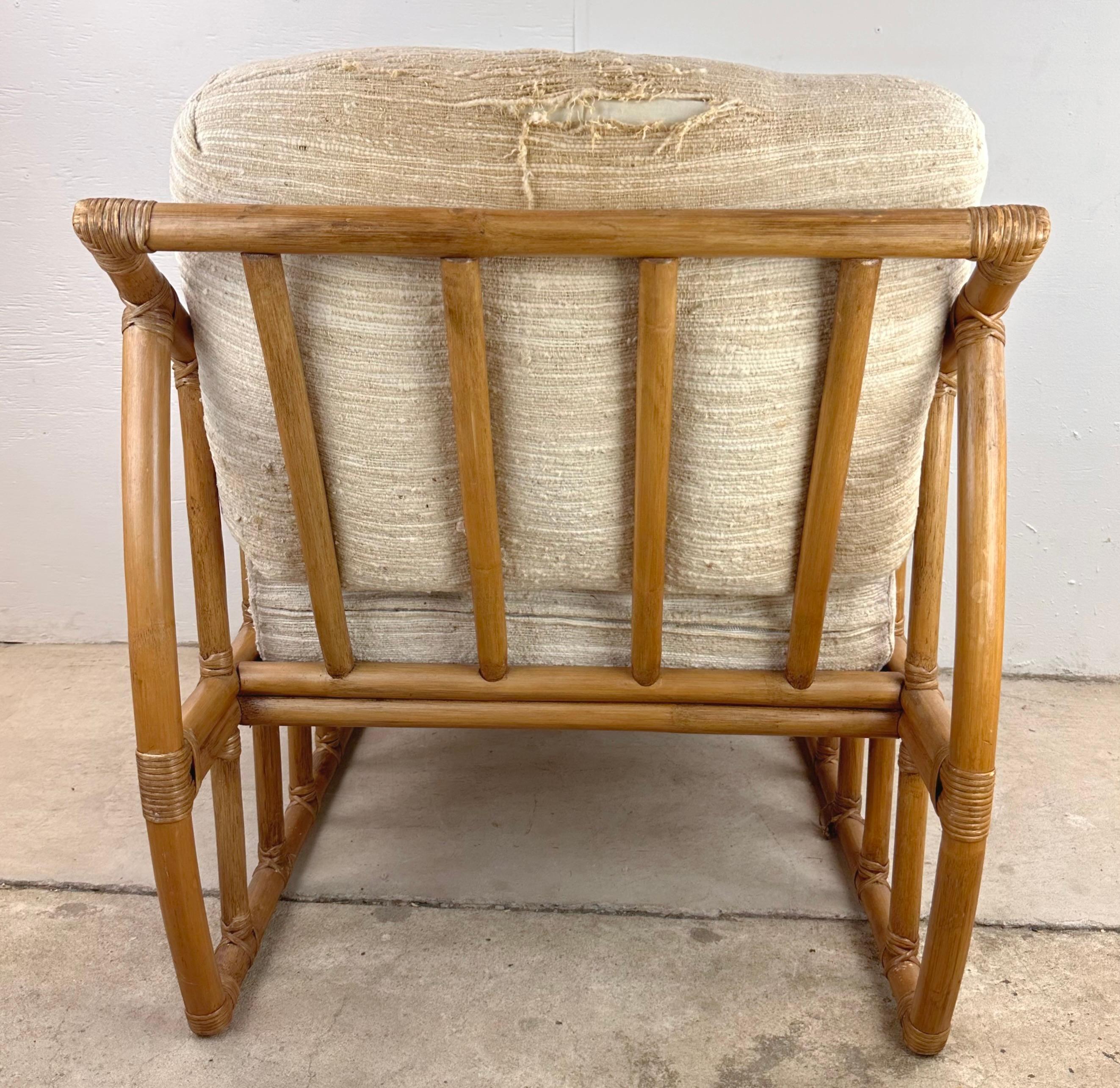 Vintage Coastal Ficks Reed Rattan Armchair For Sale at 1stDibs