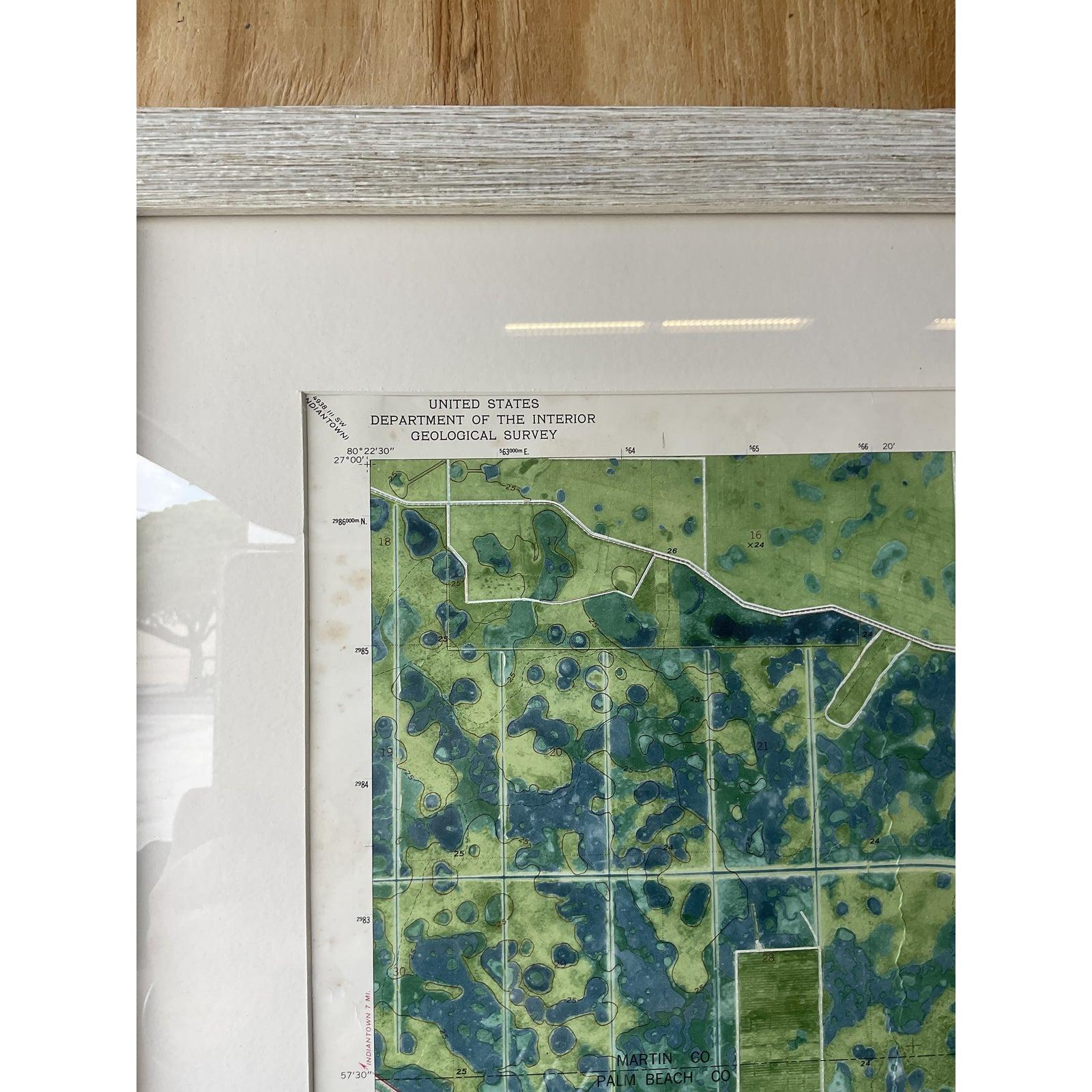 Vintage Coastal Florida Topographical Map For Sale at 1stDibs