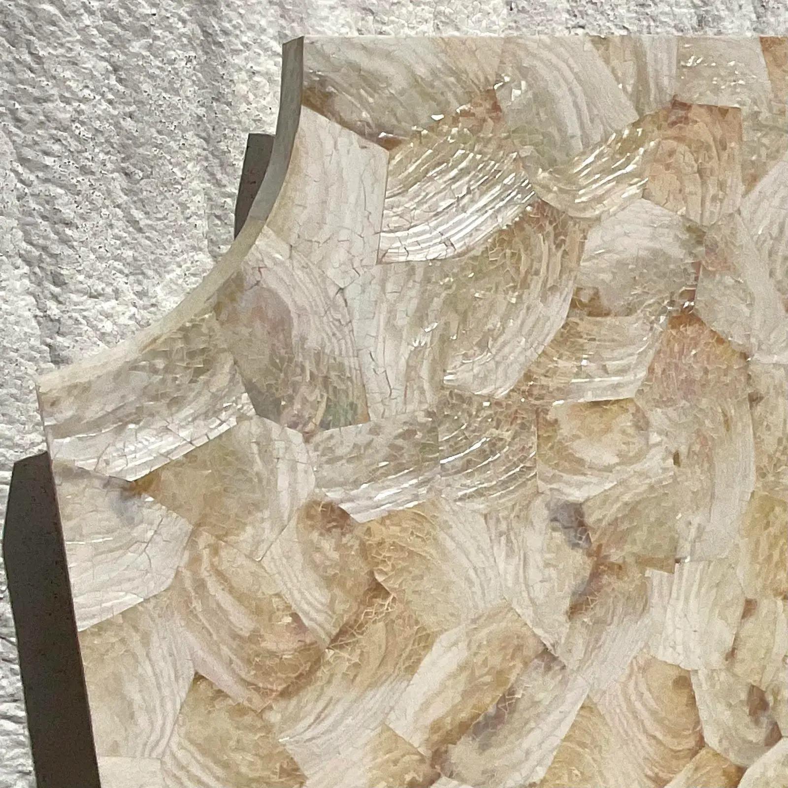 Vintage Coastal “Gabrielle” Kabibe Shell King Headboard For Sale at 1stDibs