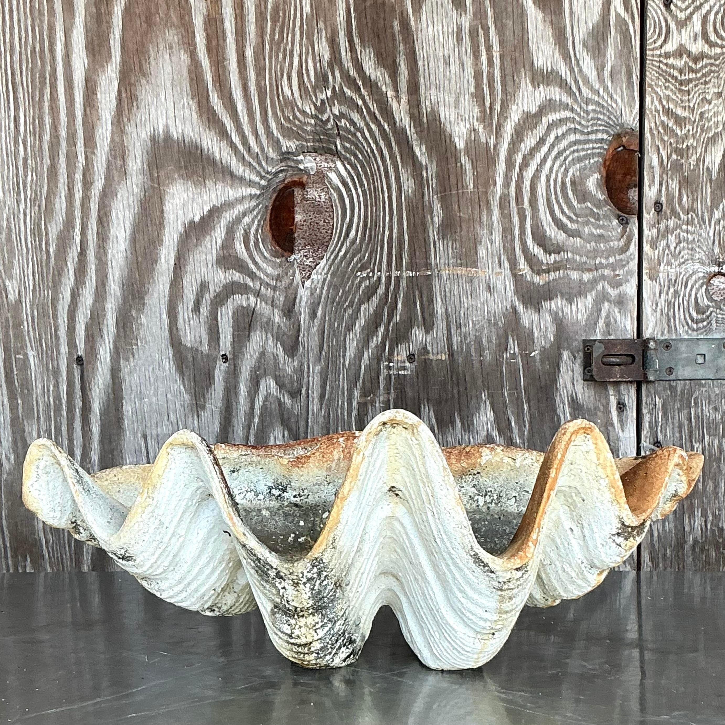 Vintage Coastal Gigas Resin Clam Shell For Sale at 1stDibs