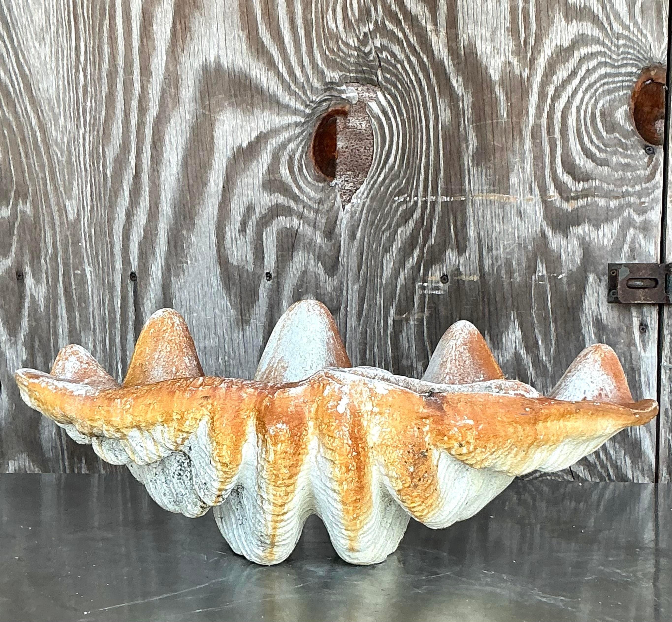 Vintage Coastal Gigas Resin Clam Shell For Sale at 1stDibs