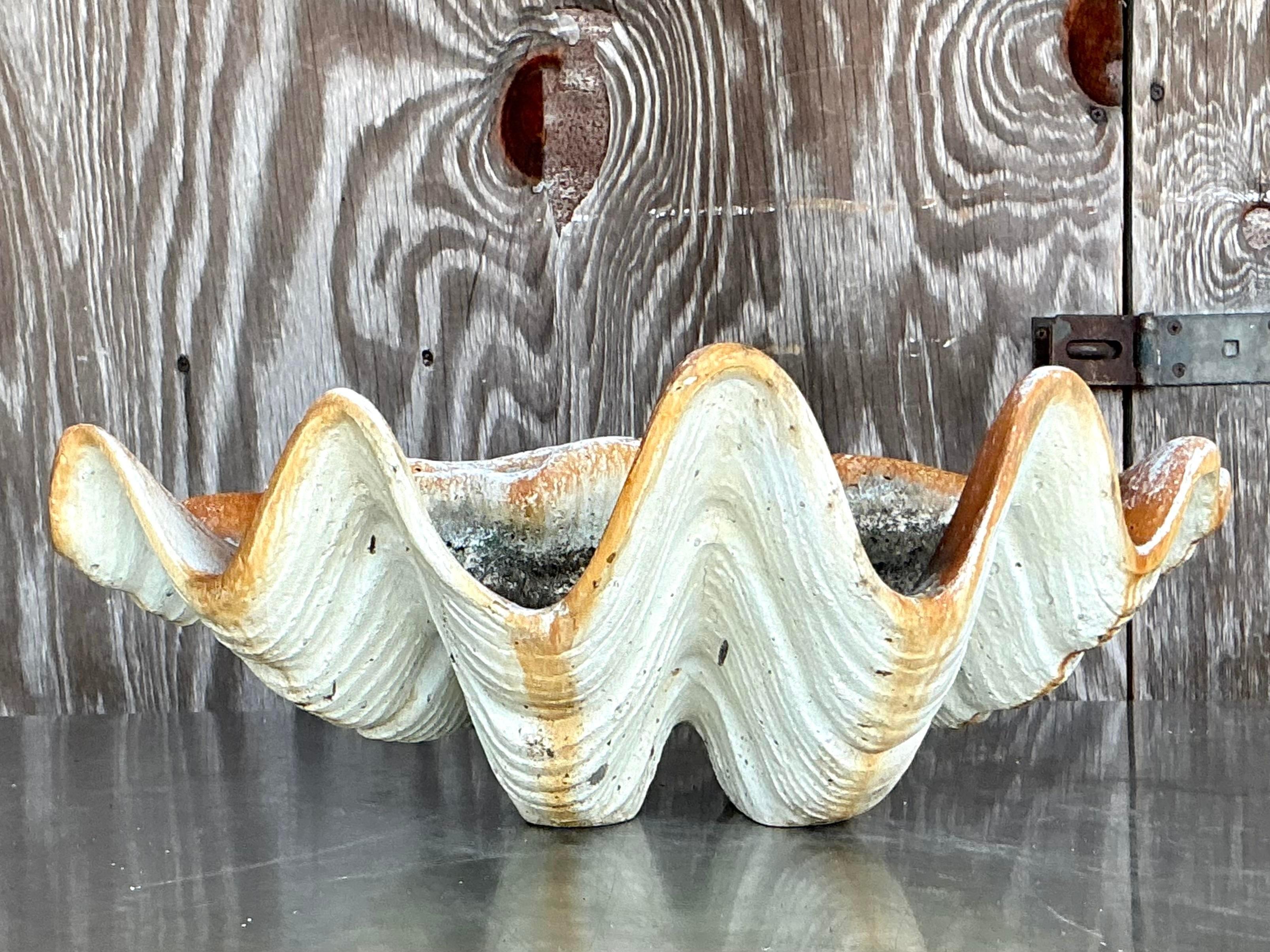 Vintage Coastal Gigas Resin Clam Shell For Sale at 1stDibs