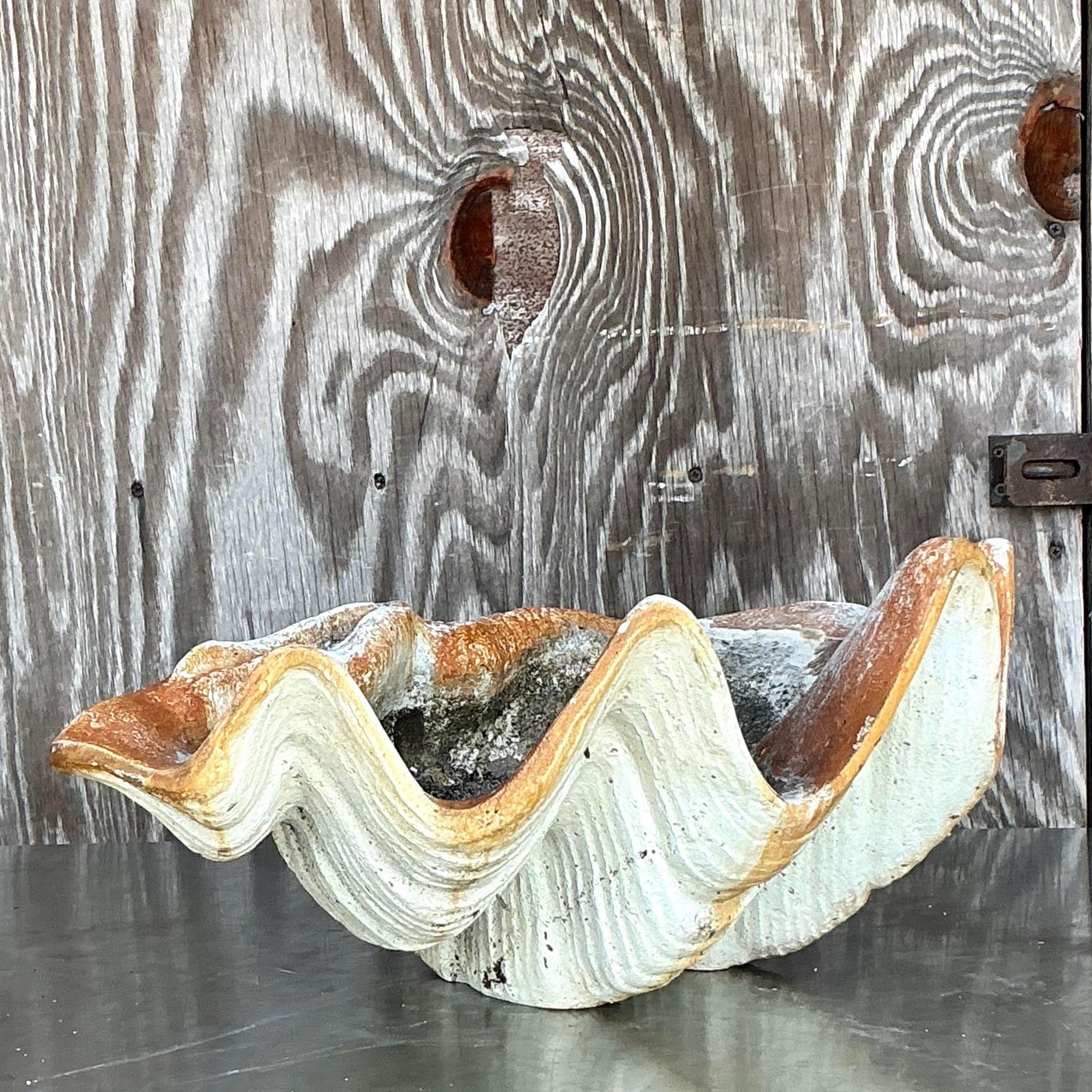 Vintage Coastal Gigas Resin Clam Shell For Sale at 1stDibs