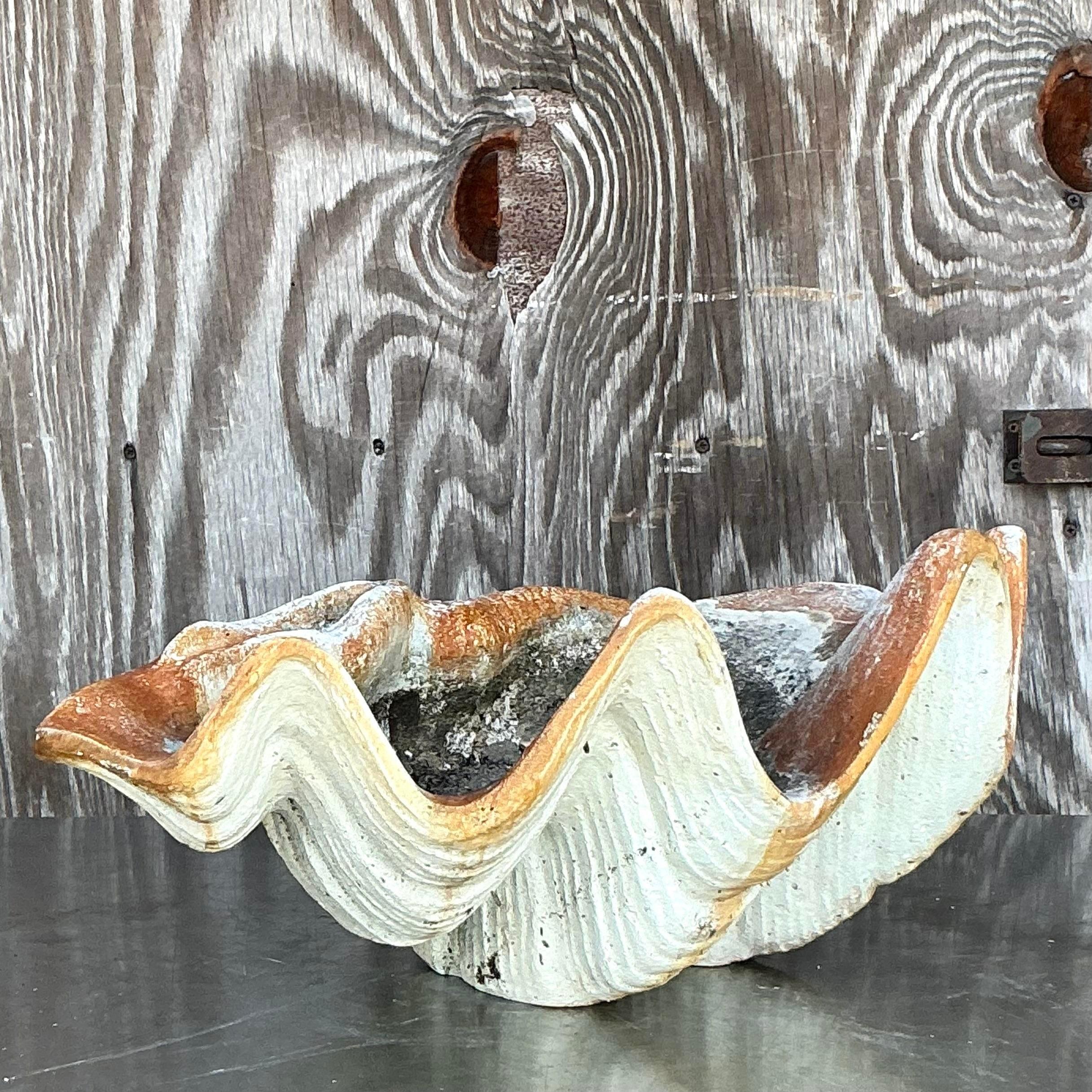 Vintage Coastal Gigas Resin Clam Shell For Sale at 1stDibs