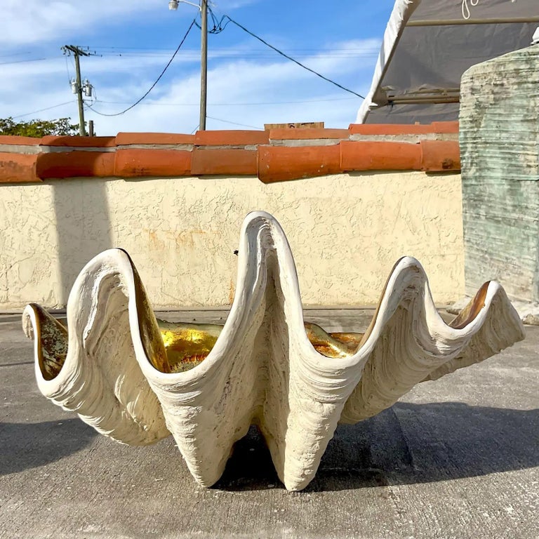 Vintage Coastal Gilt Faux Clamshell For Sale at 1stDibs