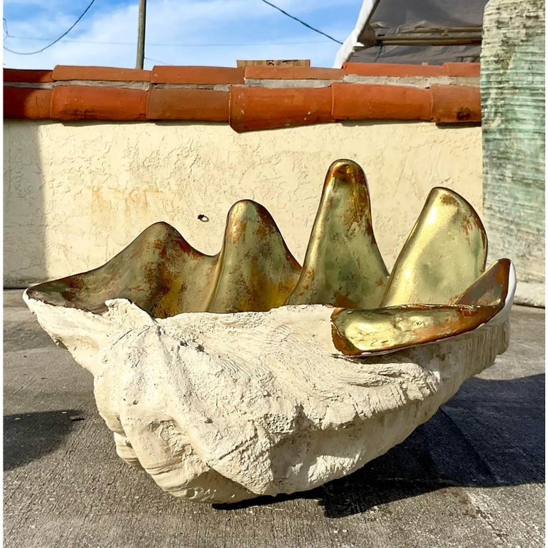 Vintage Coastal Gilt Faux Clamshell For Sale at 1stDibs