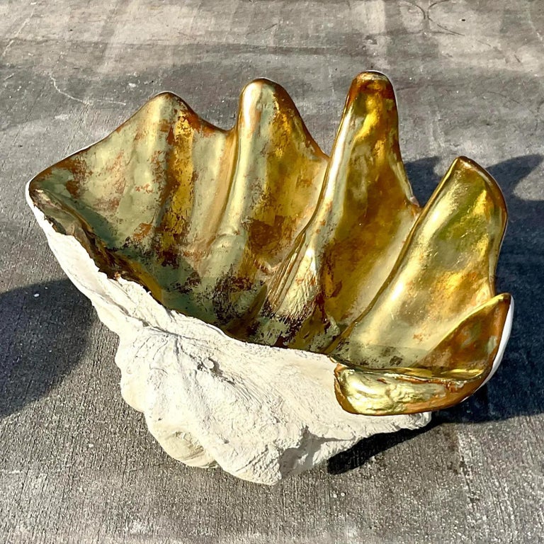 Vintage Coastal Gilt Faux Clamshell For Sale at 1stDibs