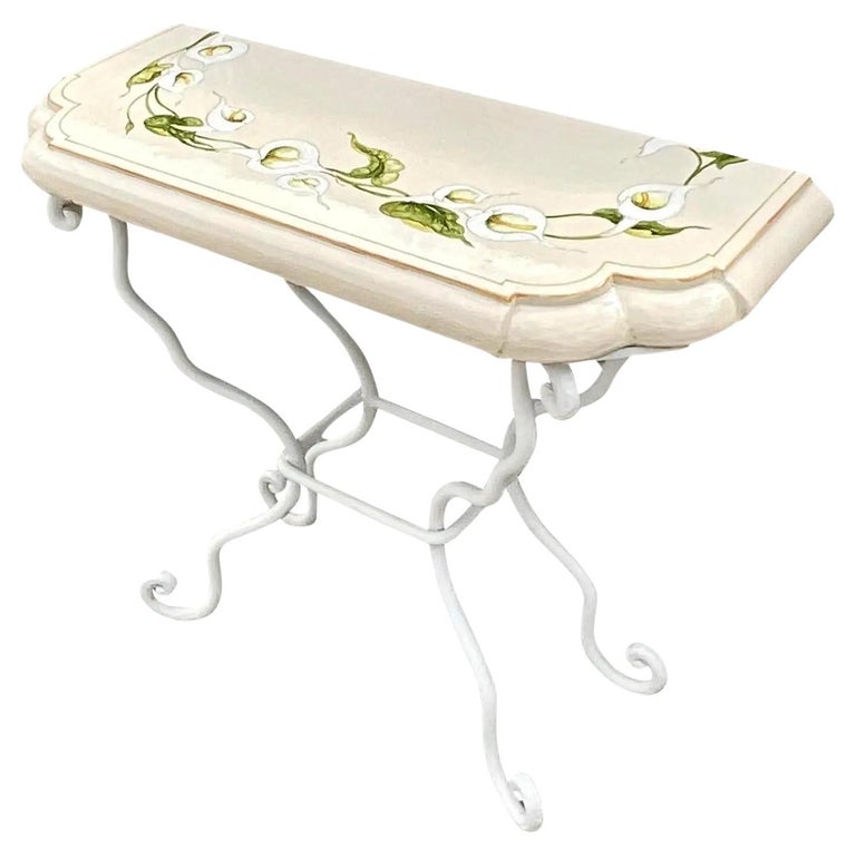Vintage Coastal Glazed Ceramic Lemon Console Table For Sale at 1stDibs