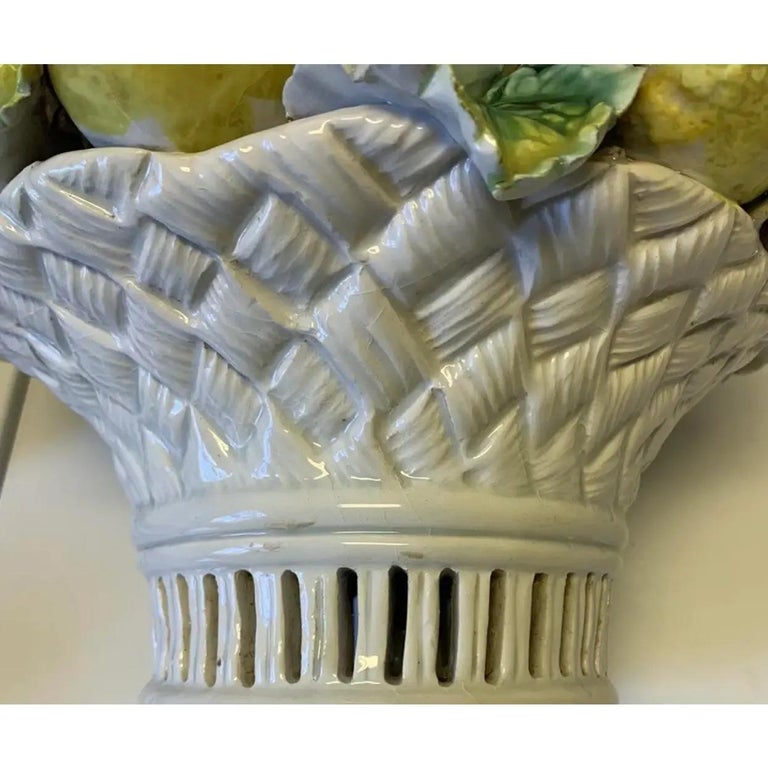 Vintage Coastal Glazed Ceramic Lemon Pots, a Pair For Sale at 1stDibs