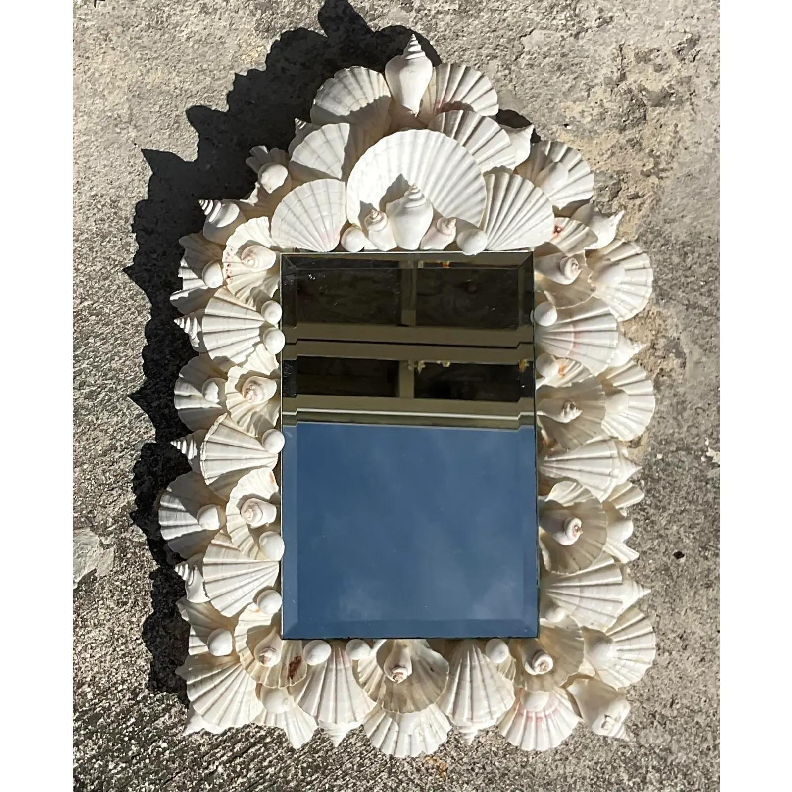 Vintage Coastal Handmade Shell Mirror at 1stDibs | shell mirrors for ...