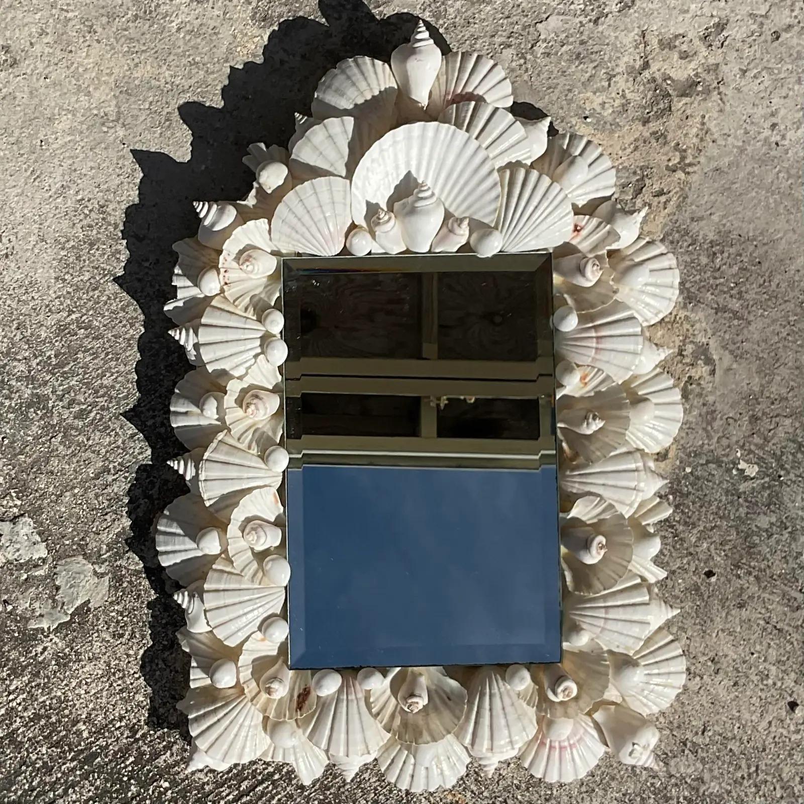 Vintage Coastal Handmade Shell Mirror at 1stDibs | shell mirrors for ...