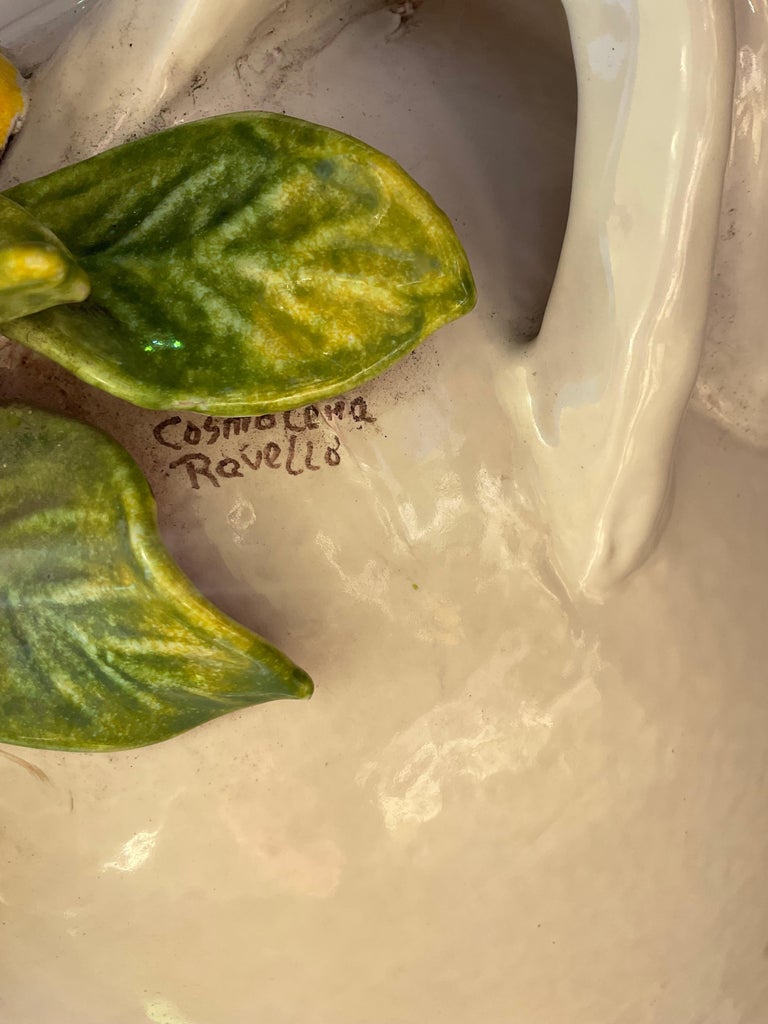 Vintage Coastal Italian Signed Glazed Ceramic Lemon Urn at 1stDibs