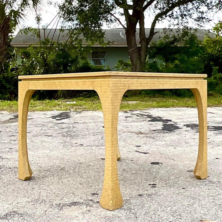 Vintage Coastal Lacquered Grasscloth Game Table After Karl Springer at ...