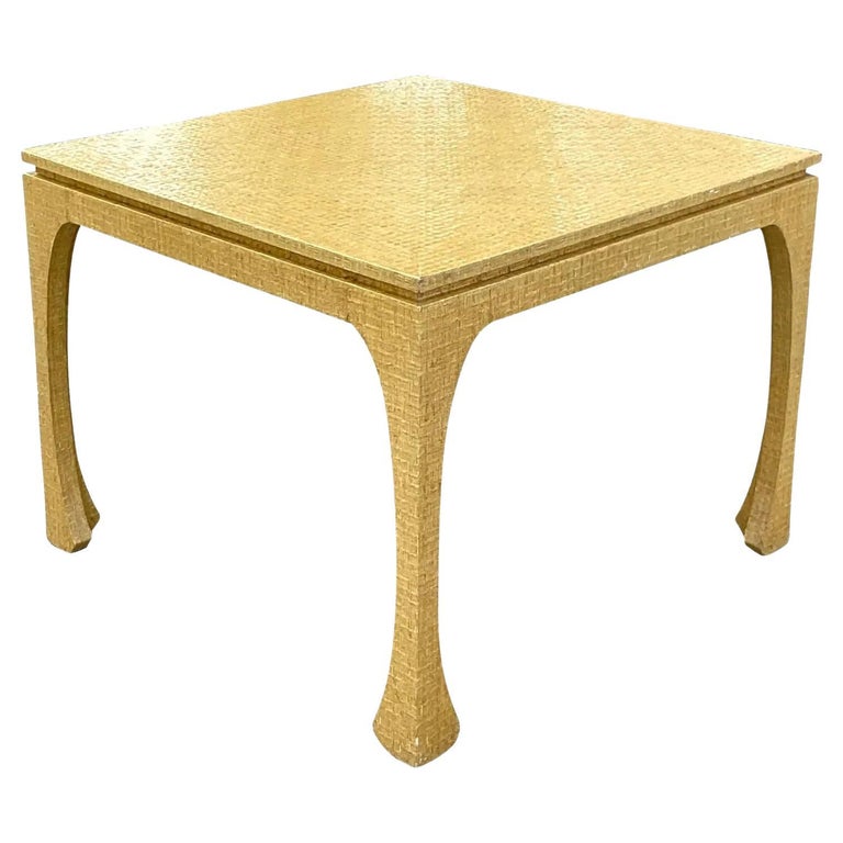 Vintage Coastal Lacquered Grasscloth Game Table After Karl Springer at ...