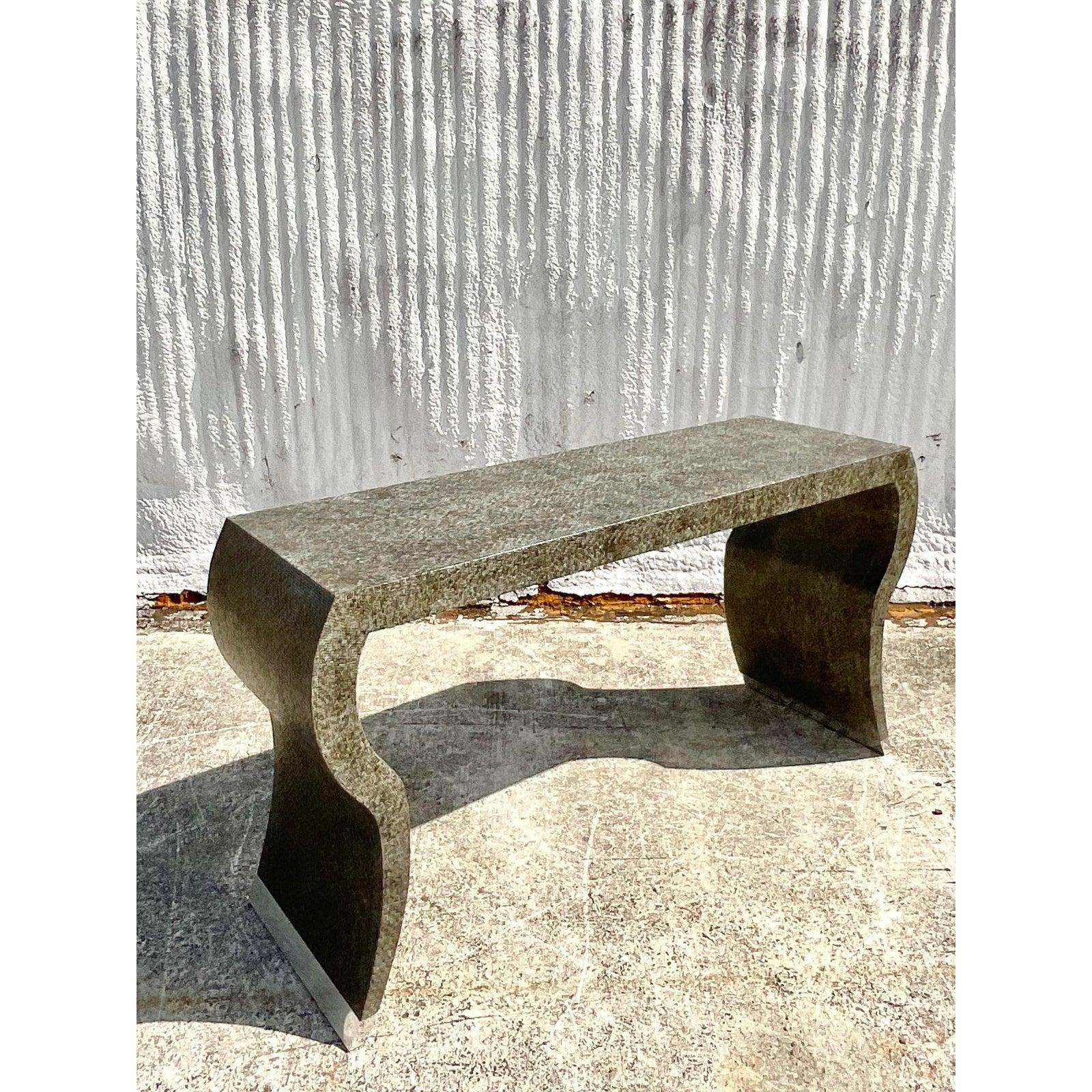 Vintage Coastal Marge Carson Grasscloth Console Table at 1stDibs ...