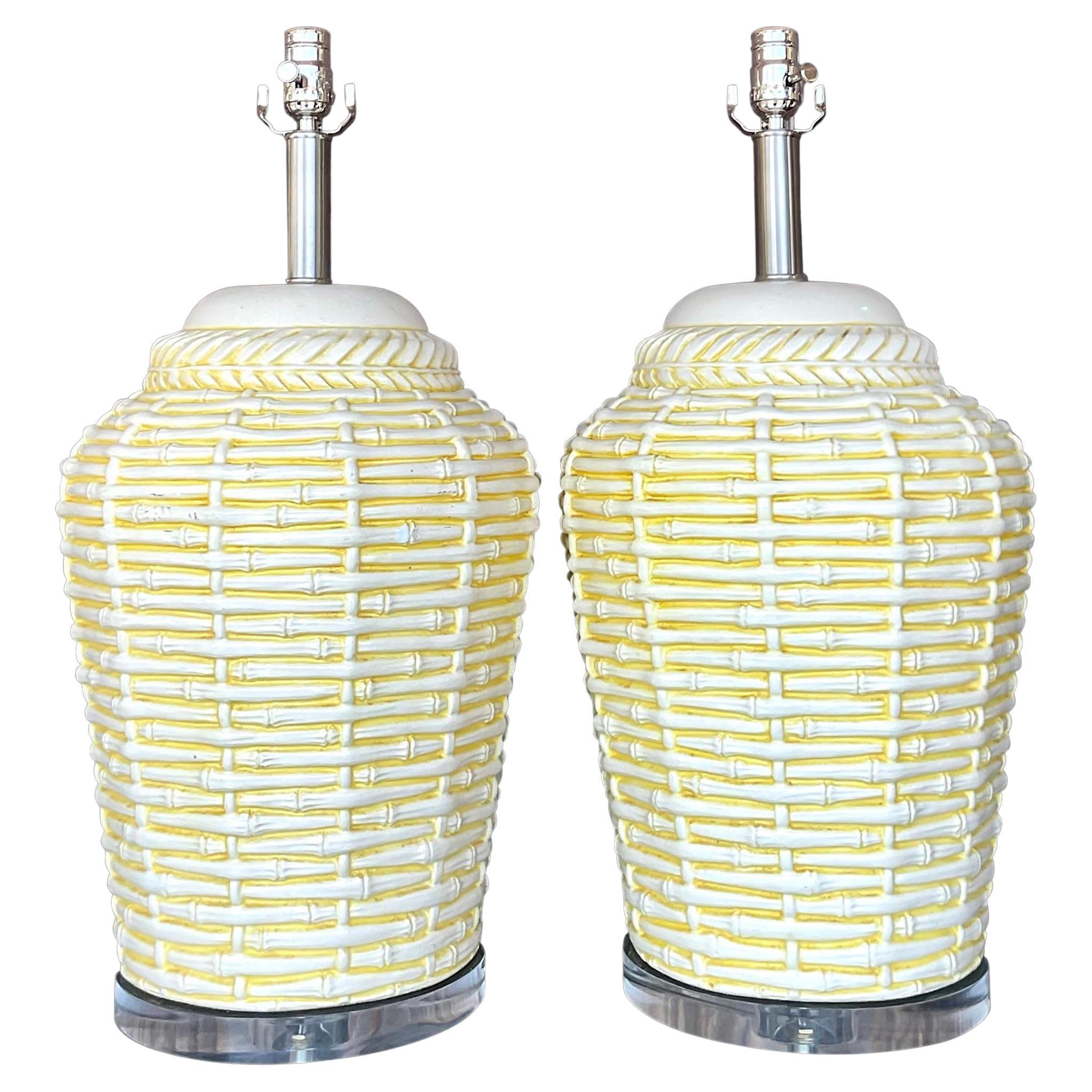 Vintage Italian Ceramic Lemon Lamp Basket Table Lamp Newly Wired at 1stDibs
