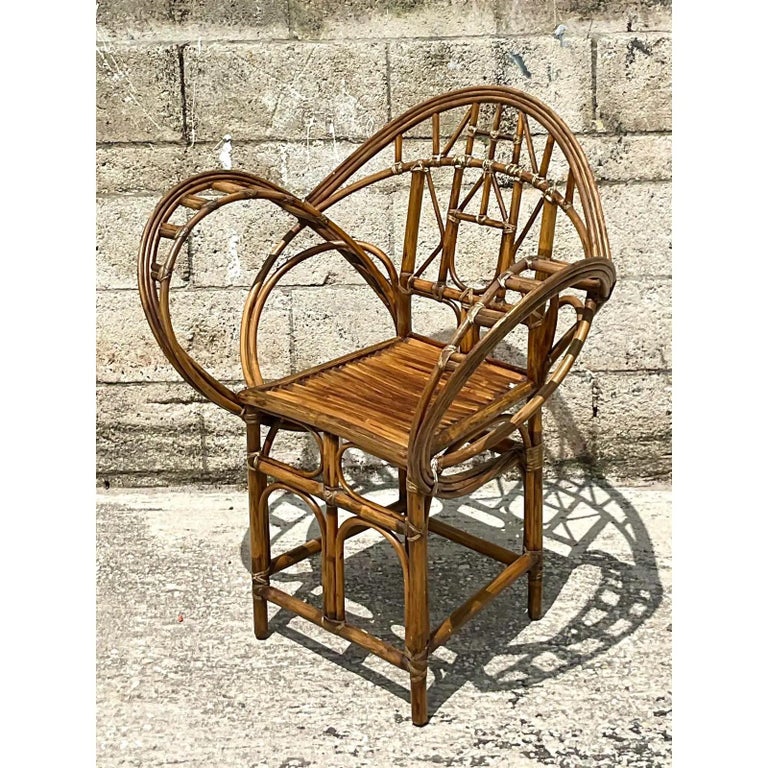 Vintage Coastal McGuire Rattan Butterfly Chair at 1stDibs