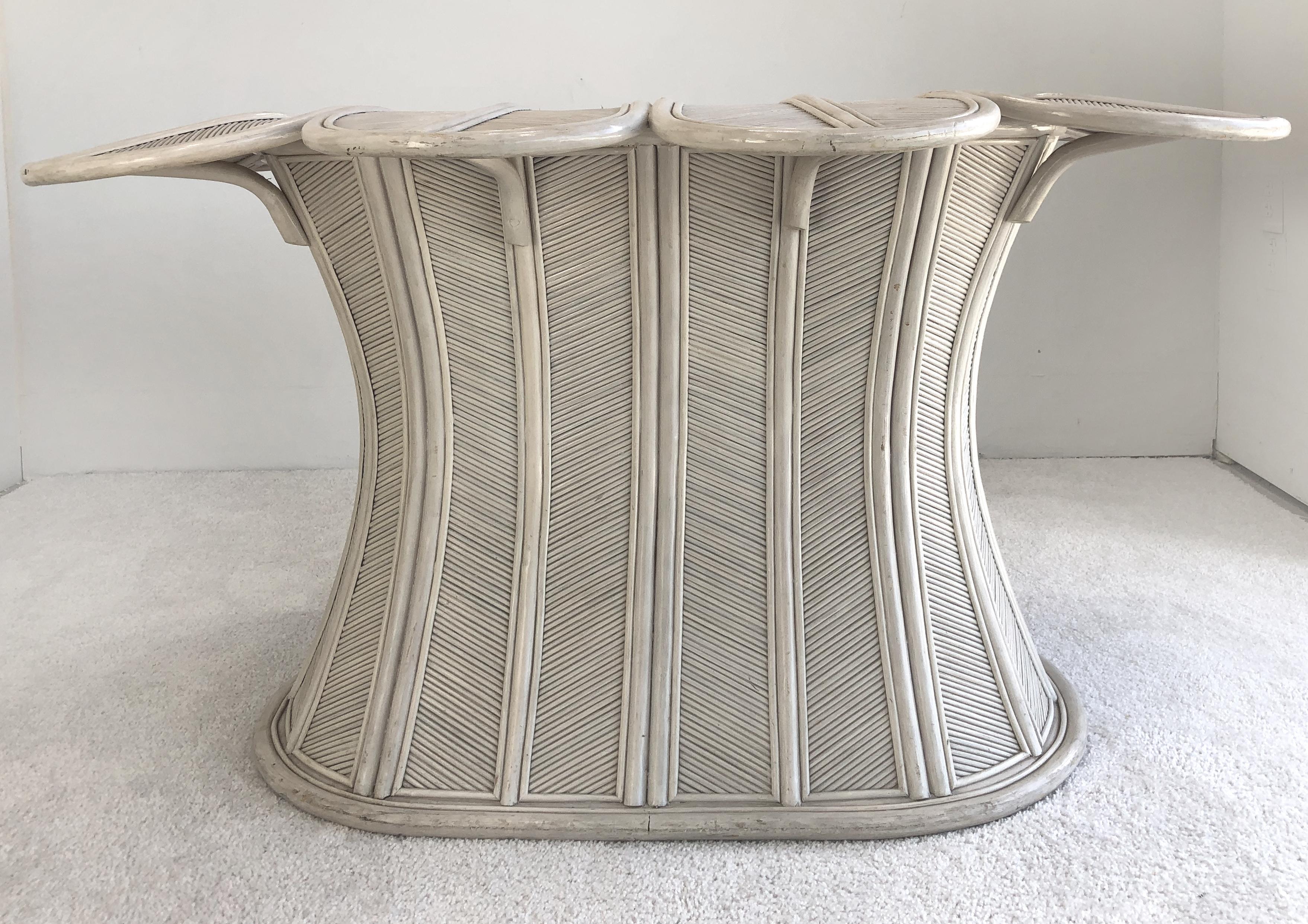 Vintage Coastal Modern Woven Reed Dining Table For Sale at 1stDibs