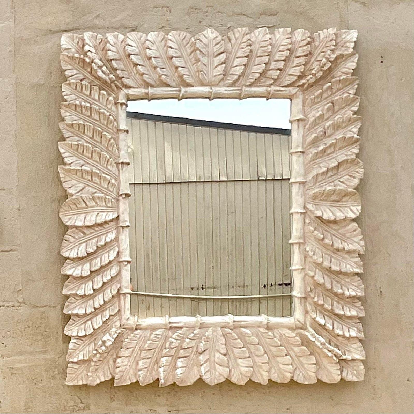 Vintage Coastal Monumental Feathers Mirror For Sale at 1stDibs