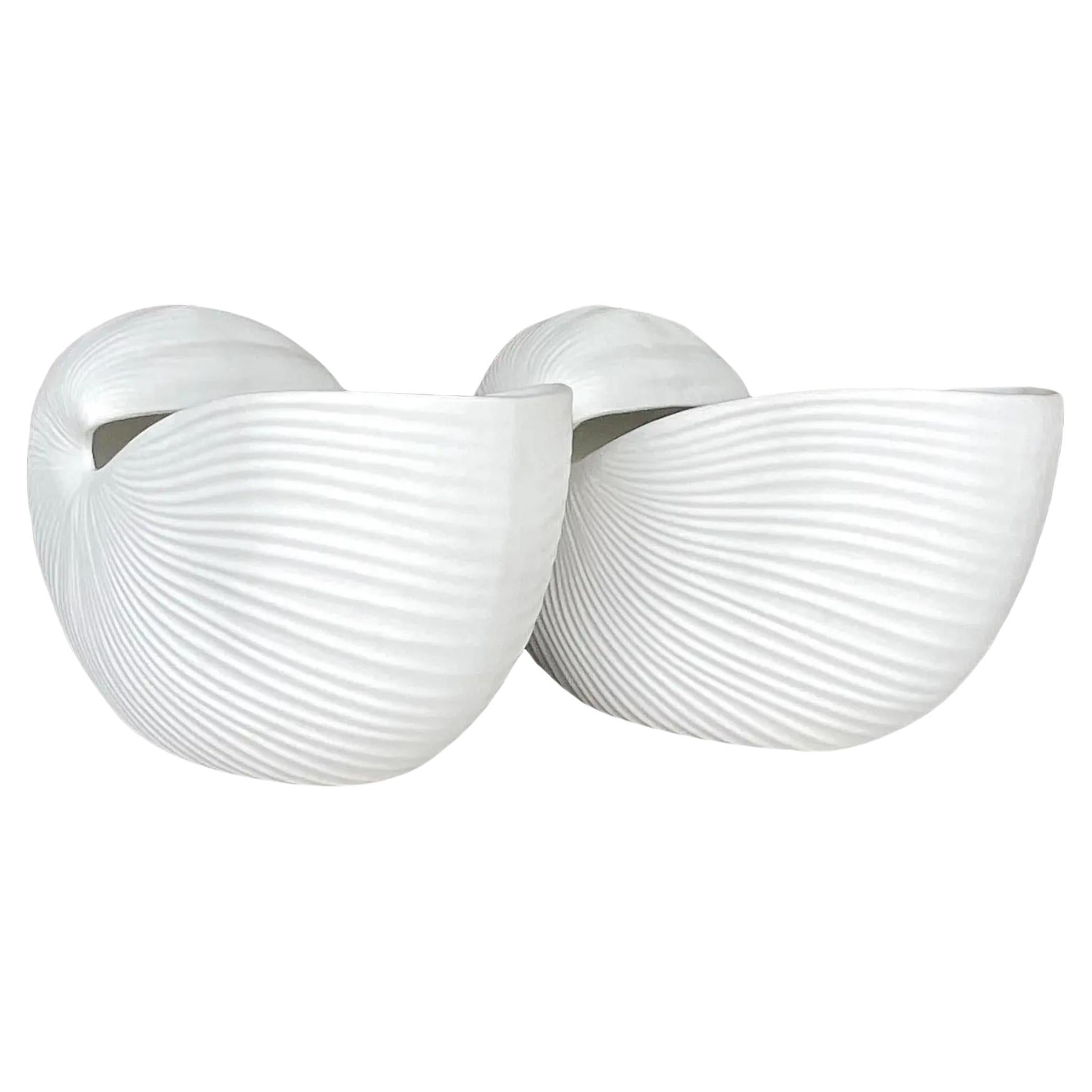 Cacharro Vintage Coastal Monumental Esmaltado Mate Concha de Nautilus ...