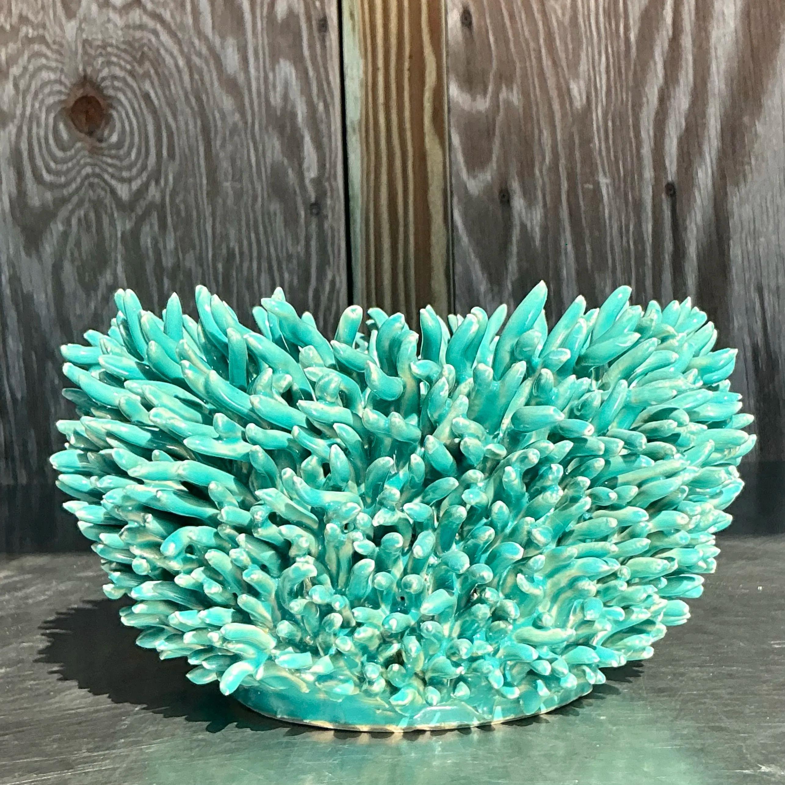 Vintage Coastal Original Studio Pottery Coral Vase at 1stDibs