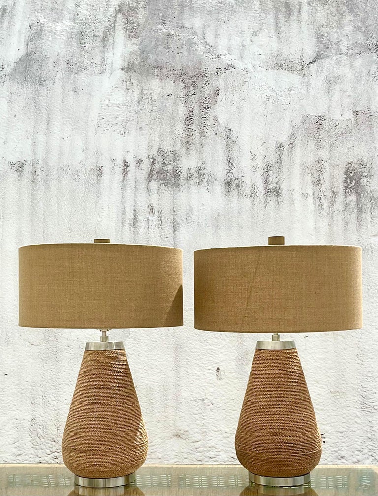 Vintage Coastal Palecek Twisted Raffia Table Lamps, a Pair at 1stDibs ...