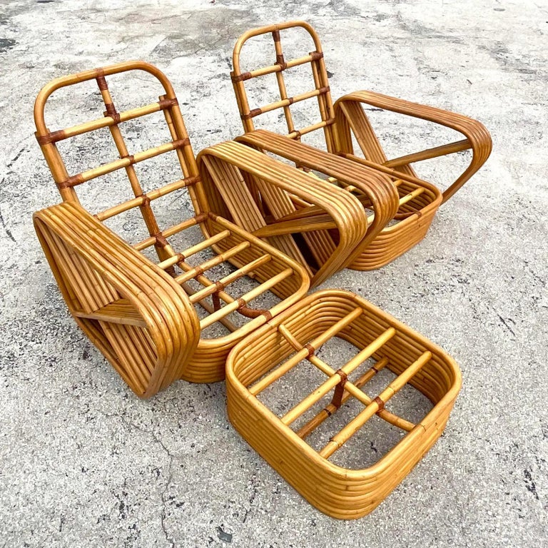 Vintage Coastal Paul Frankl Six Strand Lounge Chairs - a Pair at 1stDibs