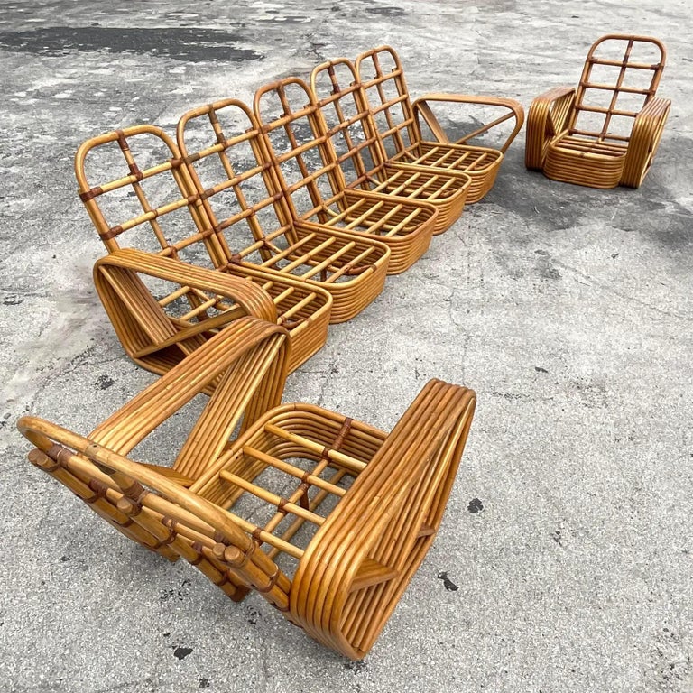 Vintage Coastal Paul Frankl Six Strand Lounge Chairs - a Pair at 1stDibs
