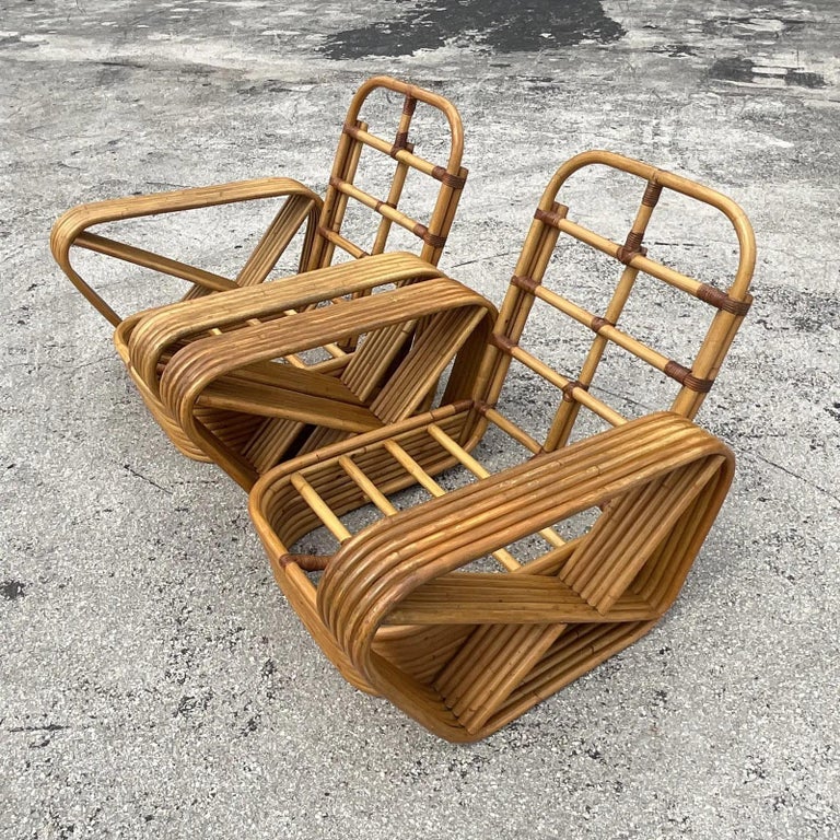 Vintage Coastal Paul Frankl Six Strand Lounge Chairs - a Pair at 1stDibs