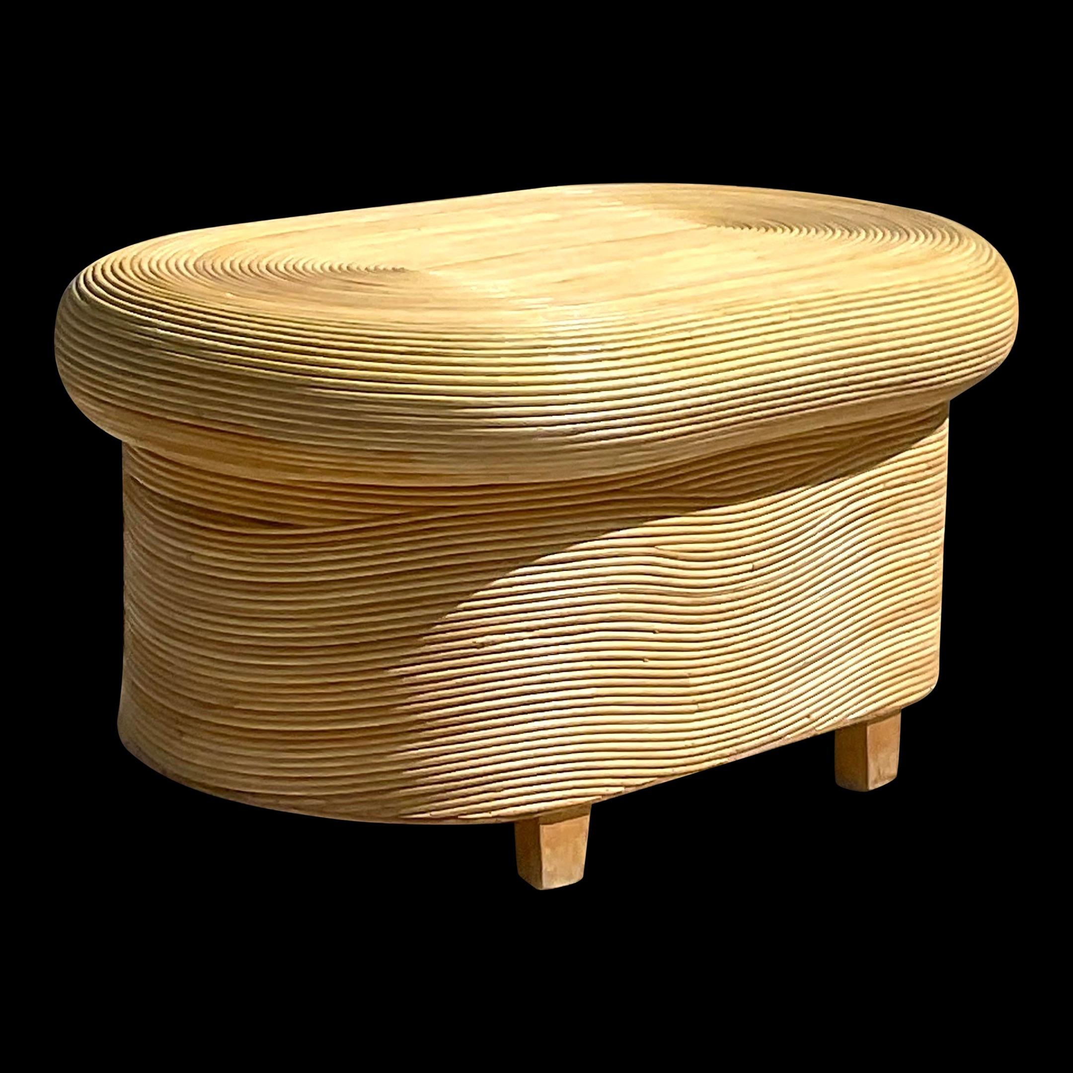 Vintage Coastal Pencil Reed Coffee Table For Sale at 1stDibs