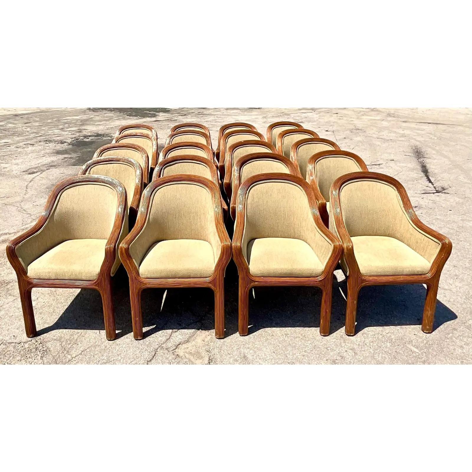 Vintage Coastal Pencil Reed Dining Chairs, Set of 24 For Sale at 1stDibs