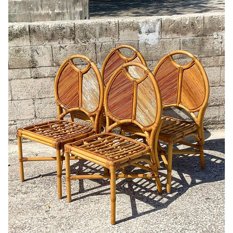 Vintage Coastal Pencil Reed Dining Set For Sale at 1stDibs