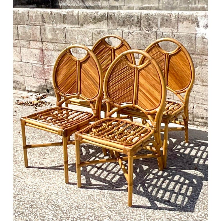 Vintage Coastal Pencil Reed Dining Set For Sale at 1stDibs