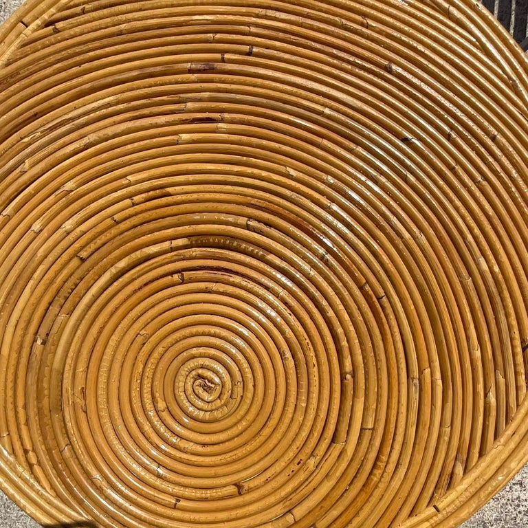 Vintage Coastal Pencil Reed Dining Table Pedestal For Sale at 1stDibs