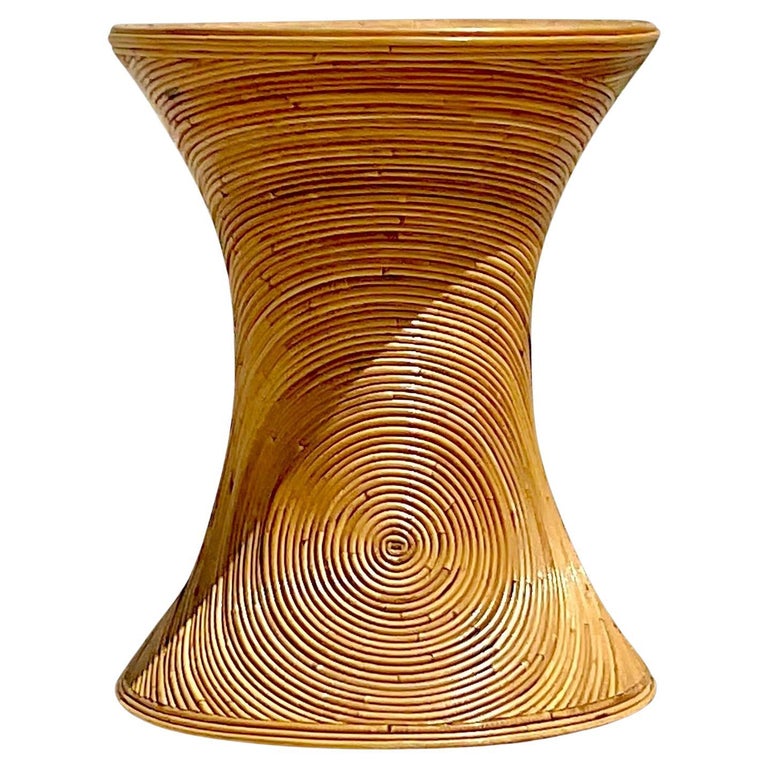 Vintage Coastal Pencil Reed Dining Table Pedestal For Sale at 1stDibs