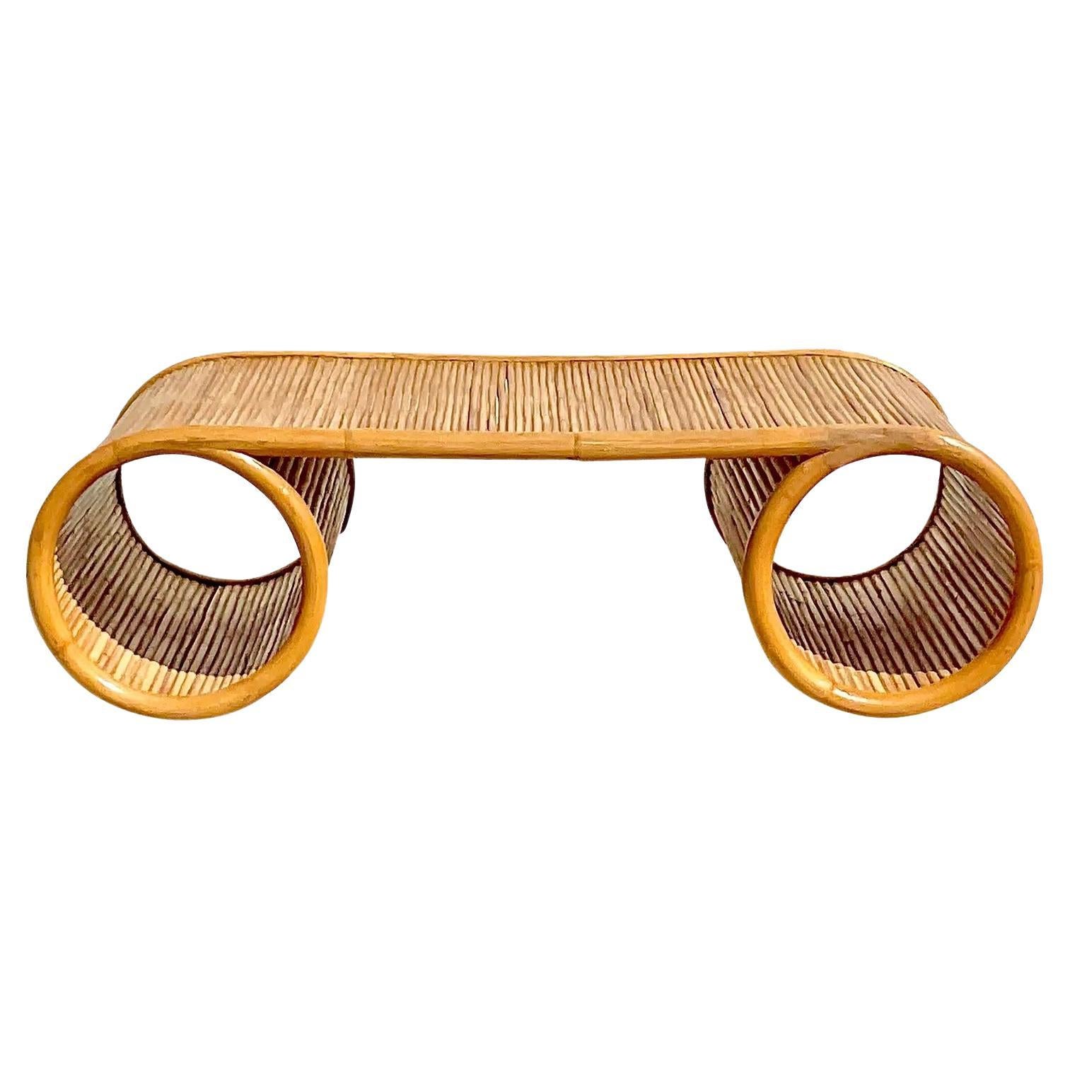 Coastal Pencil Reed Waterfall Coffee Table For Sale at 1stDibs