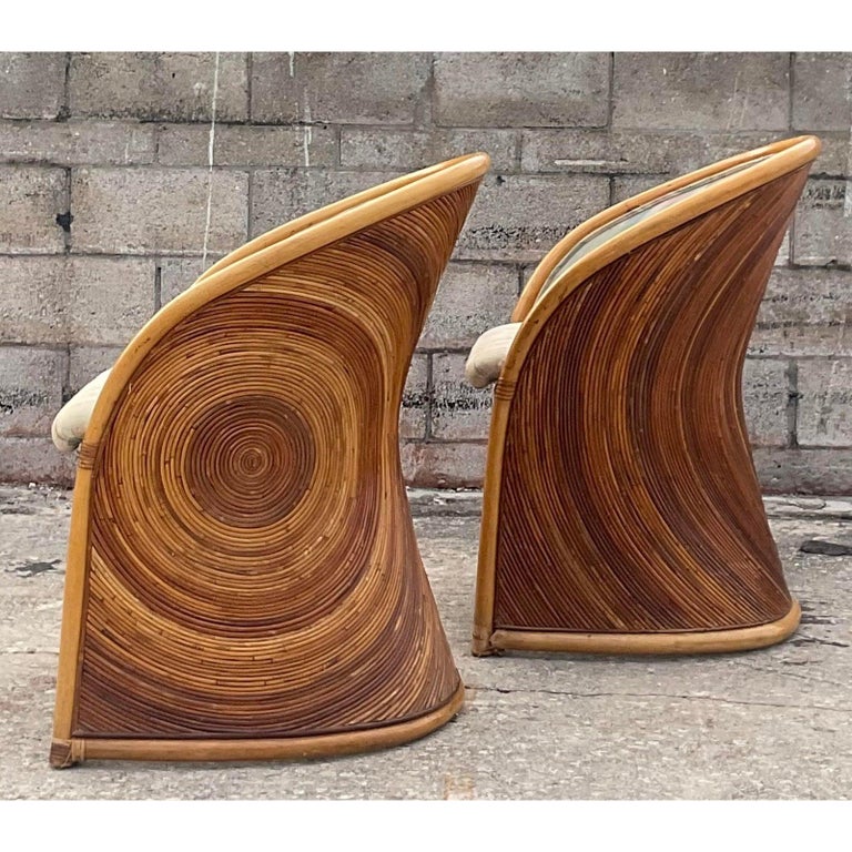 Vintage Coastal Pencil Reed Sunburst Tub Chairs at 1stDibs | pencil ...