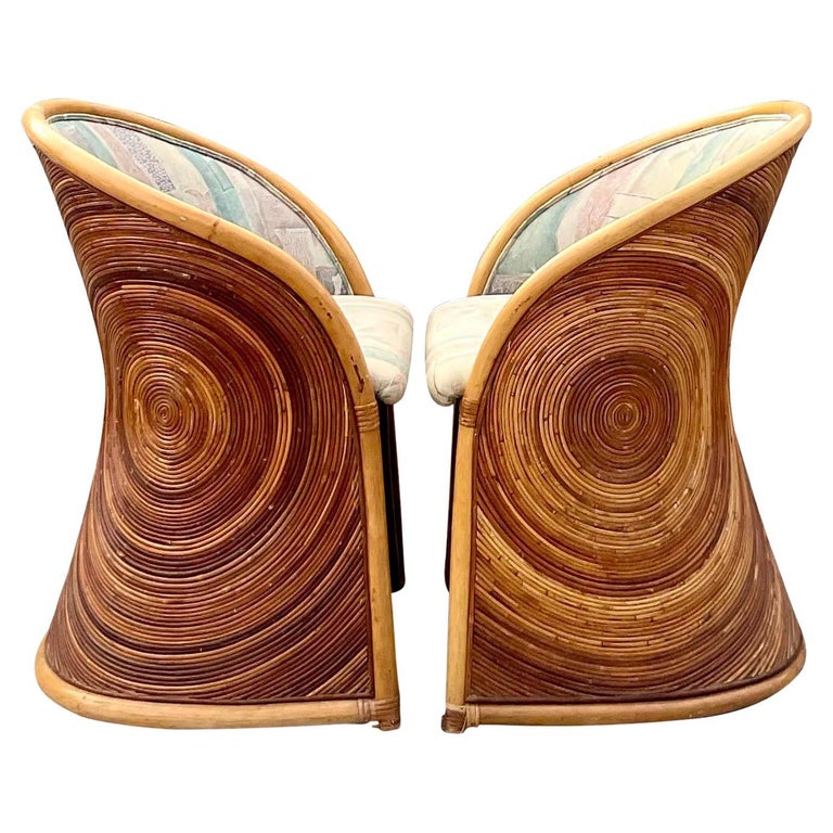 Vintage Coastal Pencil Reed Sunburst Tub Chairs at 1stDibs | pencil ...