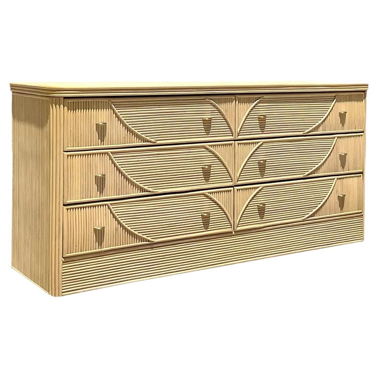 Vintage Coastal Pencil Reed Tree Dresser at 1stDibs