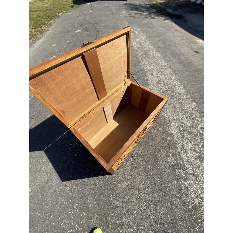 Vintage Coastal Pencil Reed Trunk For Sale at 1stDibs