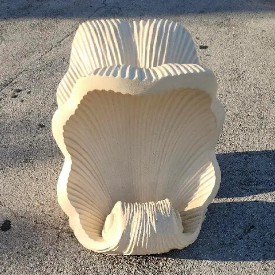 Vintage Coastal Plaster Clamshell Table Pedestal - a Pair at 1stDibs