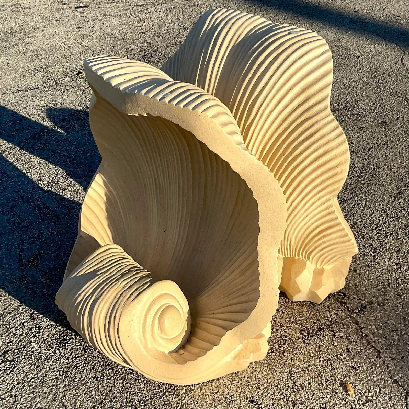 Vintage Coastal Plaster Clamshell Table Pedestal - a Pair at 1stDibs