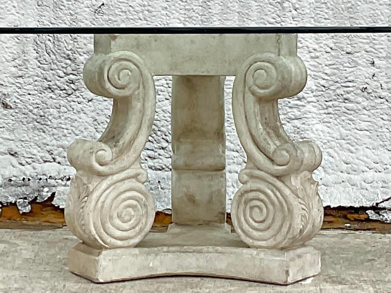 Vintage Coastal Plaster Pedestal Table For Sale at 1stDibs