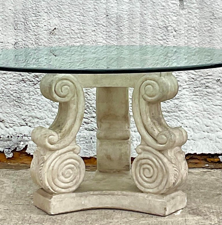 Vintage Coastal Plaster Pedestal Table For Sale at 1stDibs