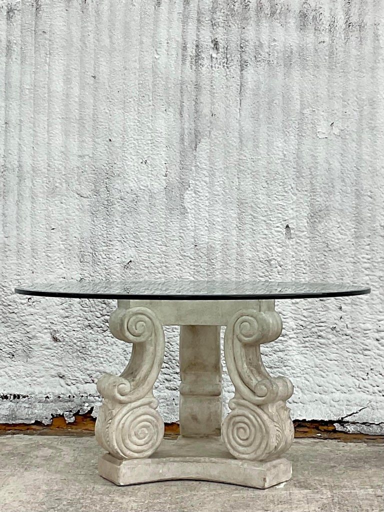 Vintage Coastal Plaster Pedestal Table For Sale at 1stDibs