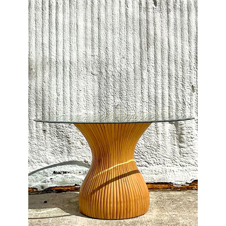 Vintage Coastal Pretzel Rattan Biomorphic Dining Table For Sale at 1stDibs